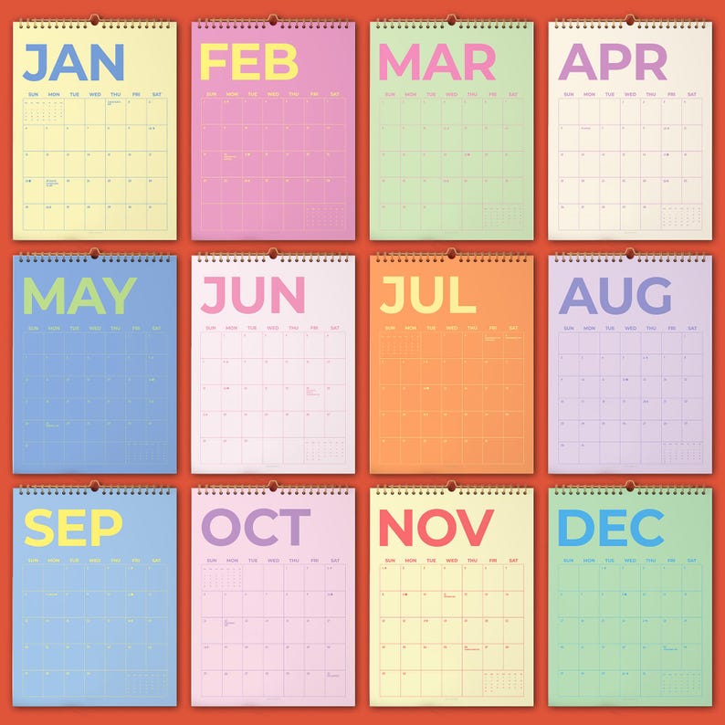 Soft Pastel Wall Calendar 2026, 2027: Recycled Paper, Monthly Planner ...