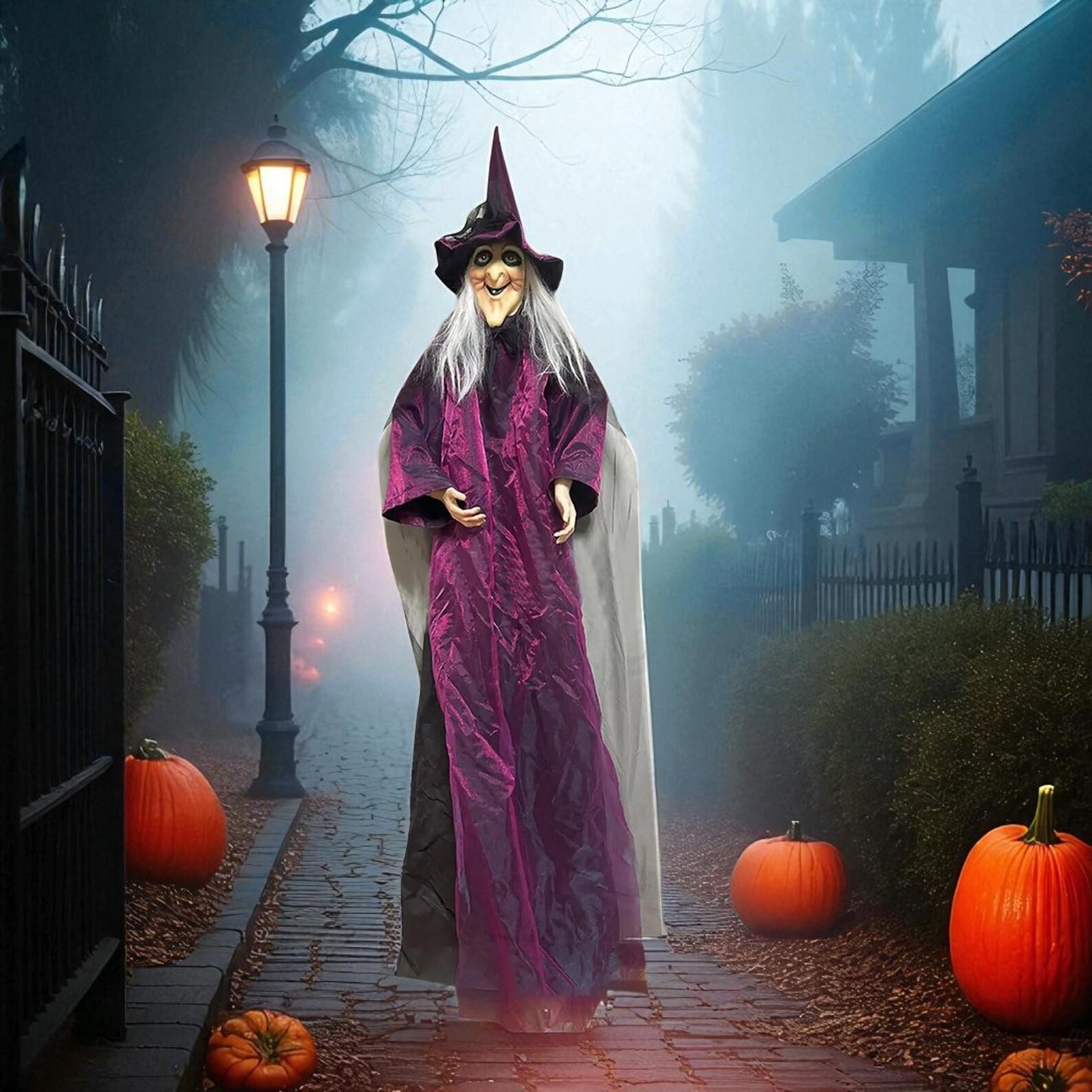 Phantomglow Light-up Witch Ghost – Sound-activated Hanging Halloween ...