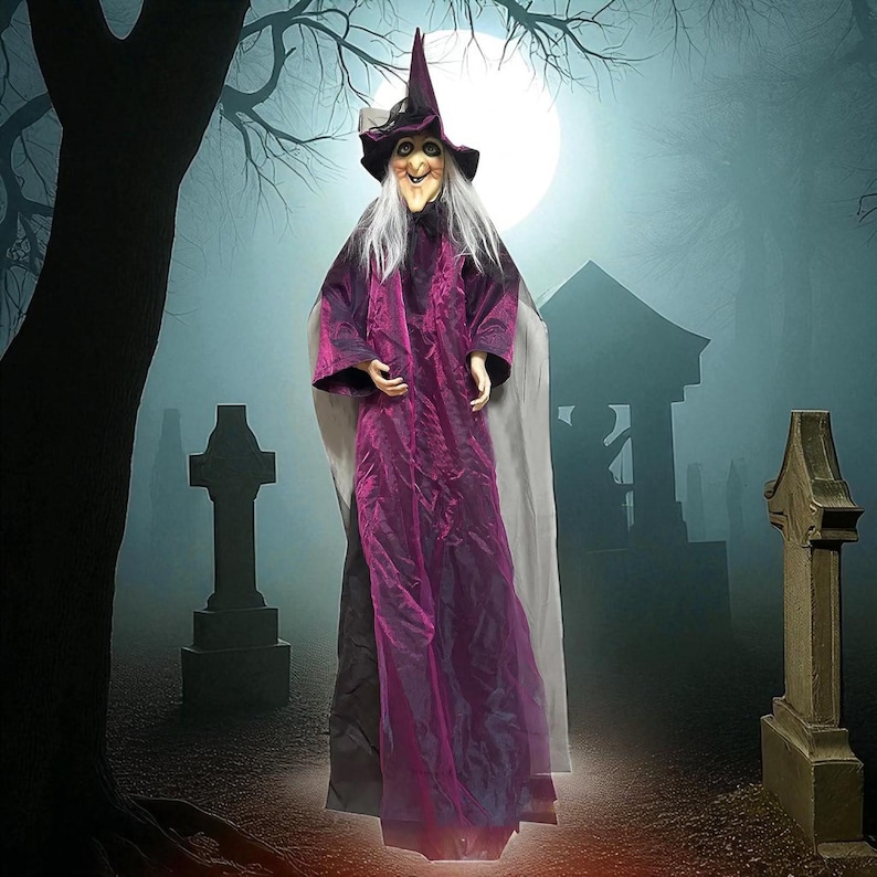 Phantomglow Light-up Witch Ghost – Sound-activated Hanging Halloween ...