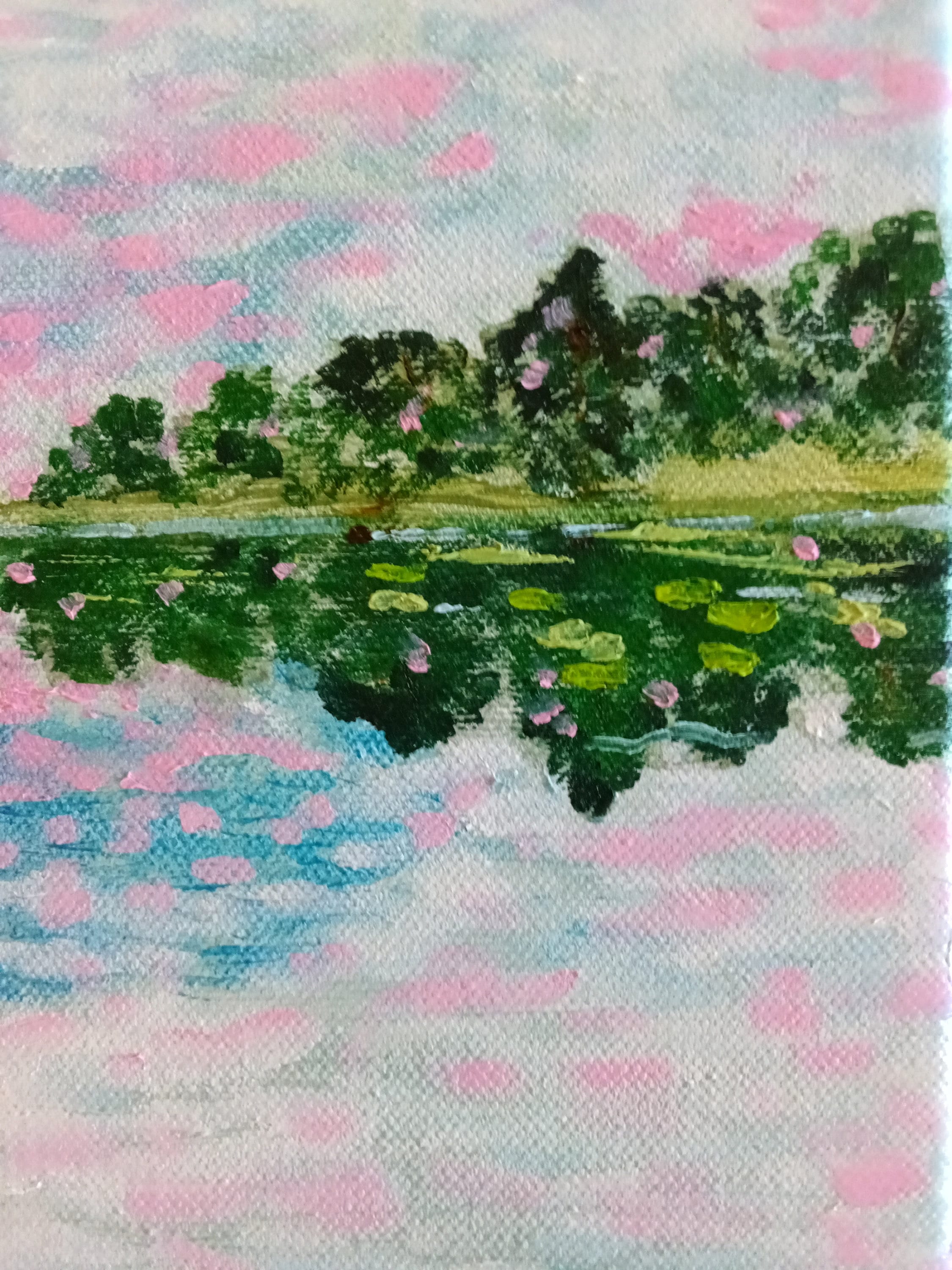 Small Lake Scene Oil and Acrylic Painting - Etsy