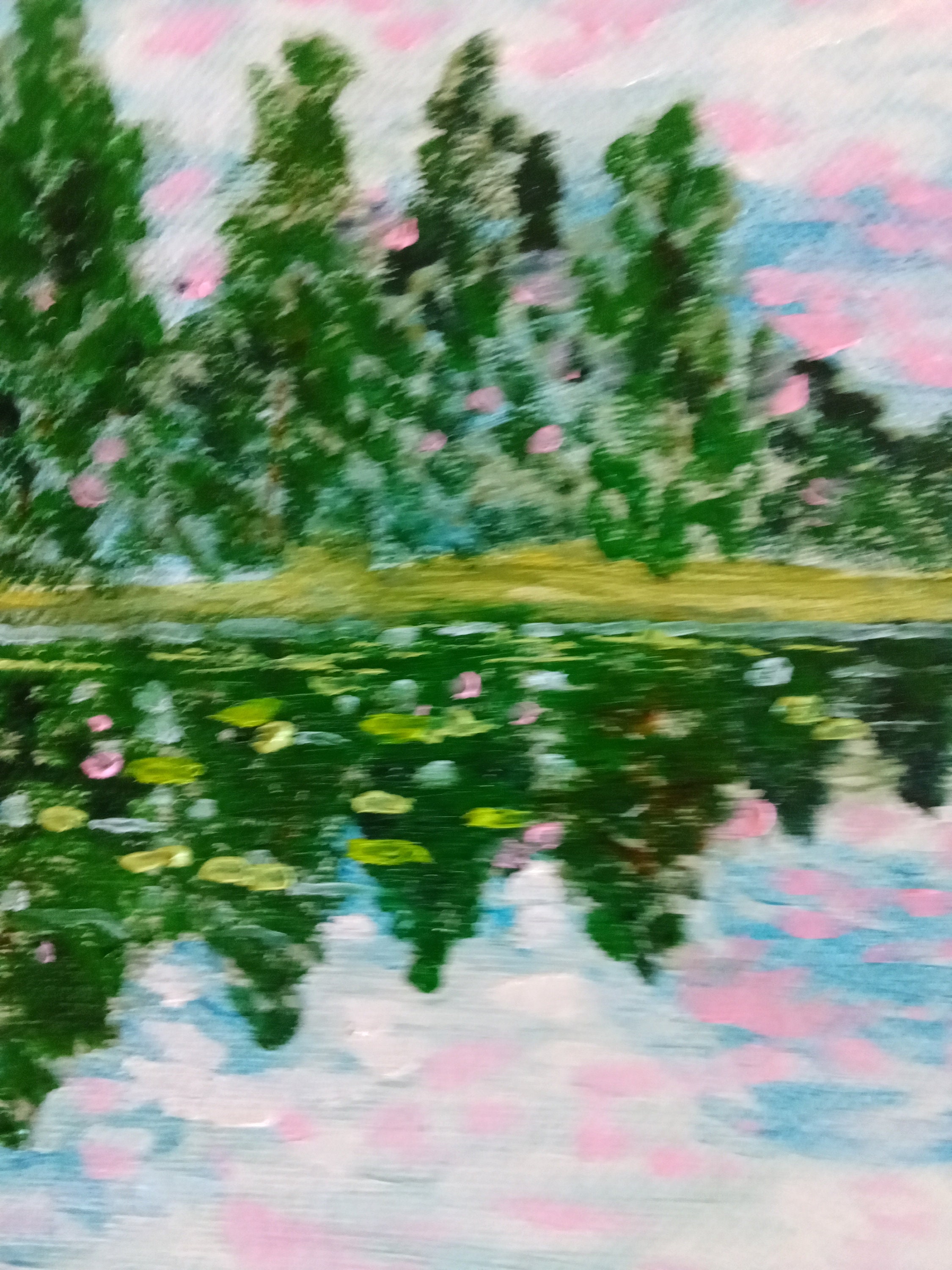 Small Lake Scene Oil and Acrylic Painting - Etsy