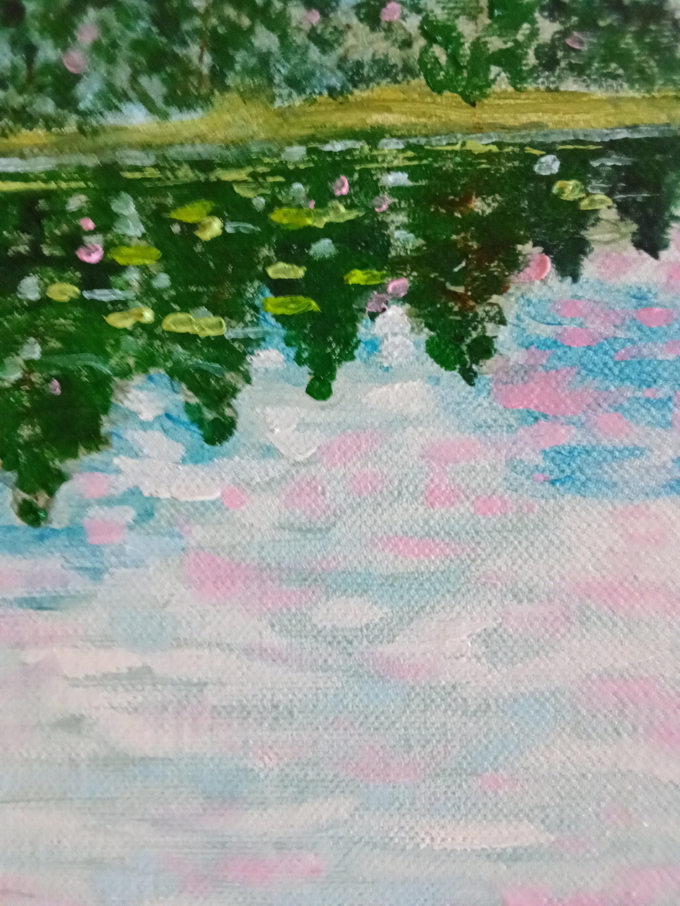 Small Lake Scene Oil and Acrylic Painting - Etsy