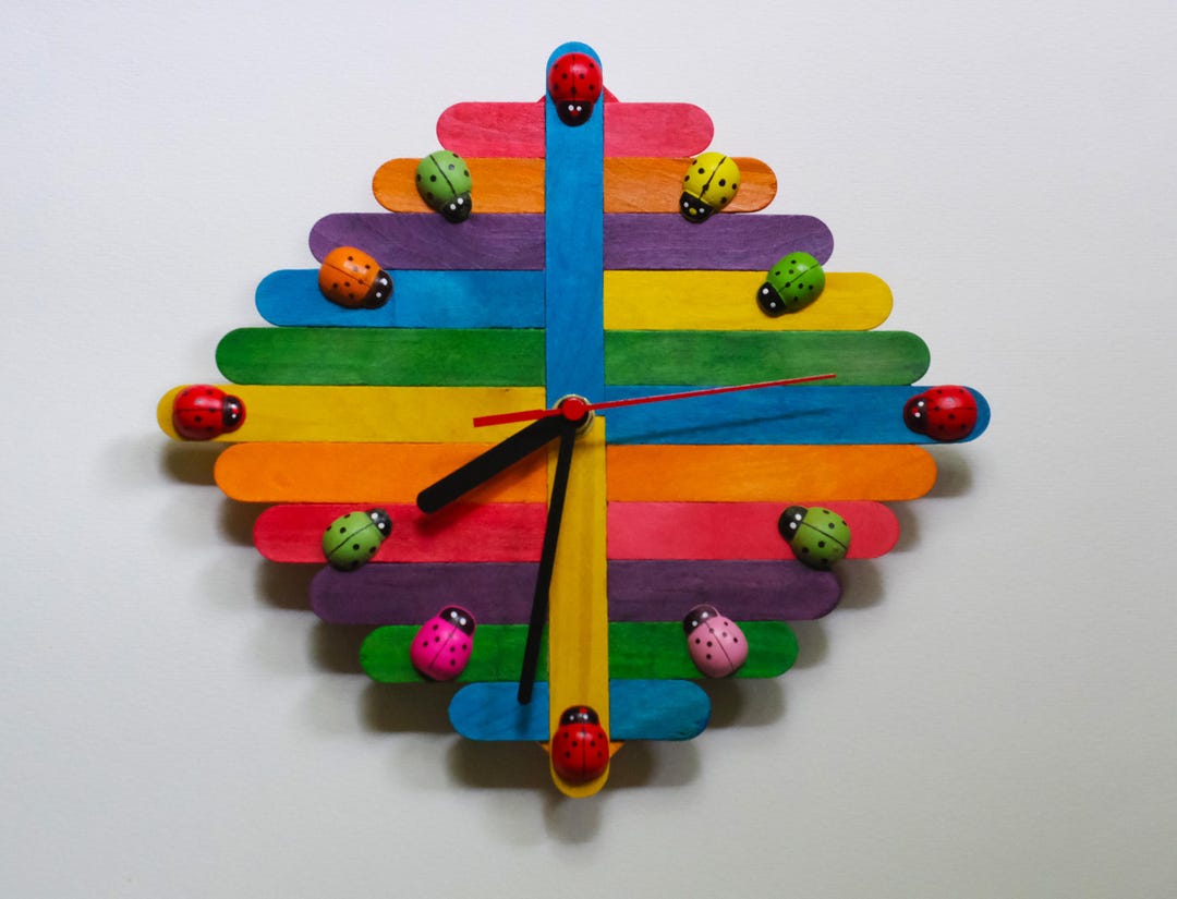 Handmade Colourful Wall Clock "ladybug" for Children. - Etsy