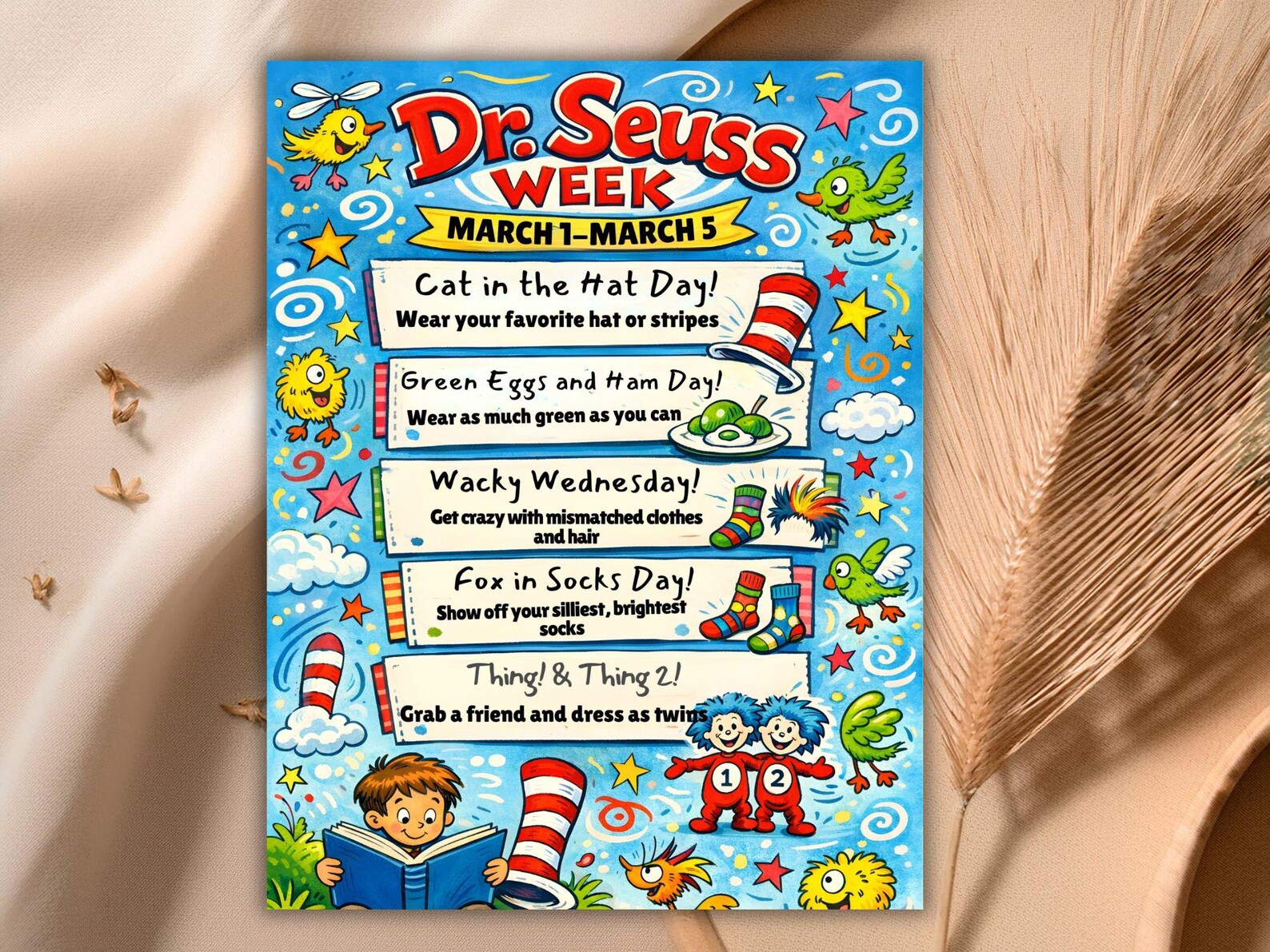 Editable Dr. Seuss Template | School Reading Flyer | Printable ...