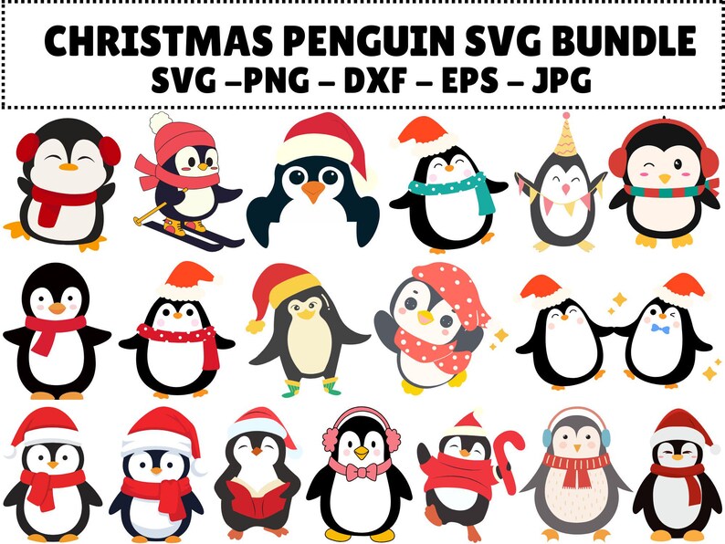 Christmas Penguin SVG Bundle | Holiday Clipart (digital Download - Etsy