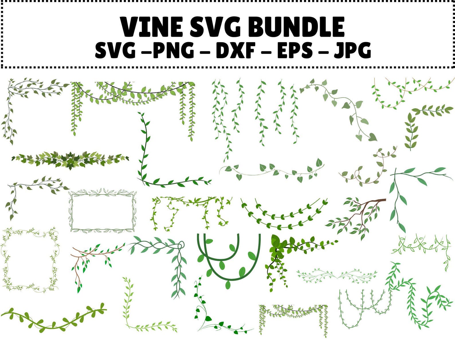 Vine Silhouette SVG: Leaf Vines Vector Graphics (PNG, DXF) - Etsy