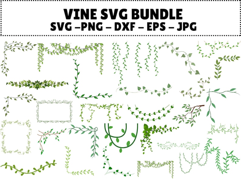 Vine Silhouette SVG: Leaf Vines Vector Graphics (PNG, DXF) - Etsy