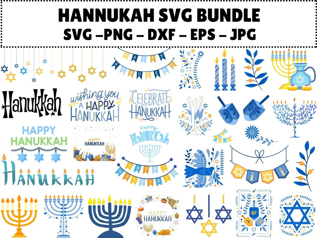 Hanukkah SVG Bundle, Menorah, Dreidel Clipart (digital Download) - Etsy