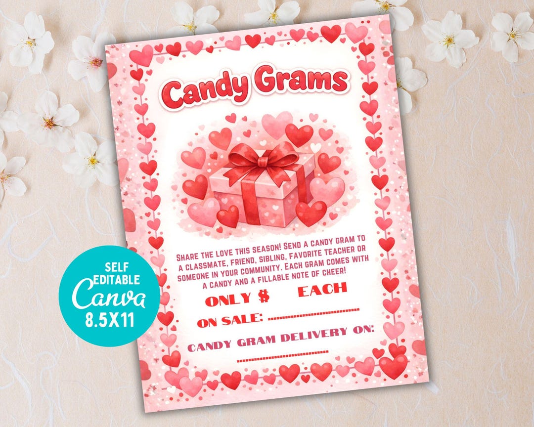Valentines Candy Gram Template, School Fundraiser Flyer (PDF Pattern ...