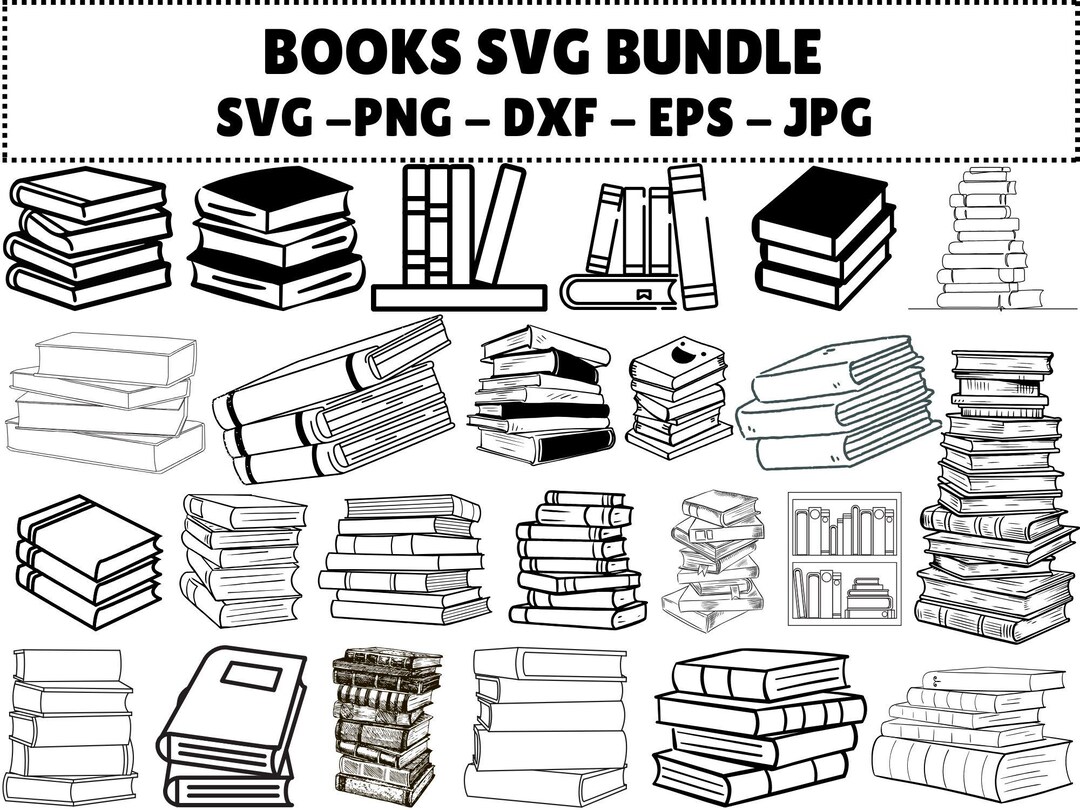 Books SVG Cut Files, Stacked Books Silhouette (digital Download) - Etsy