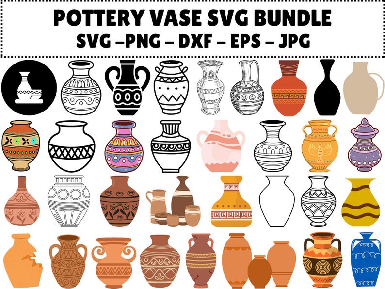 Pottery Vase SVG Bundle | Silhouette Cut Files (commercial Use) - Etsy UK