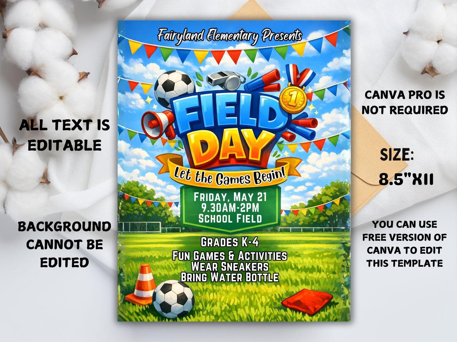 Editable Field Day Flyer Template | School Event Poster (8.5x11 Inches ...