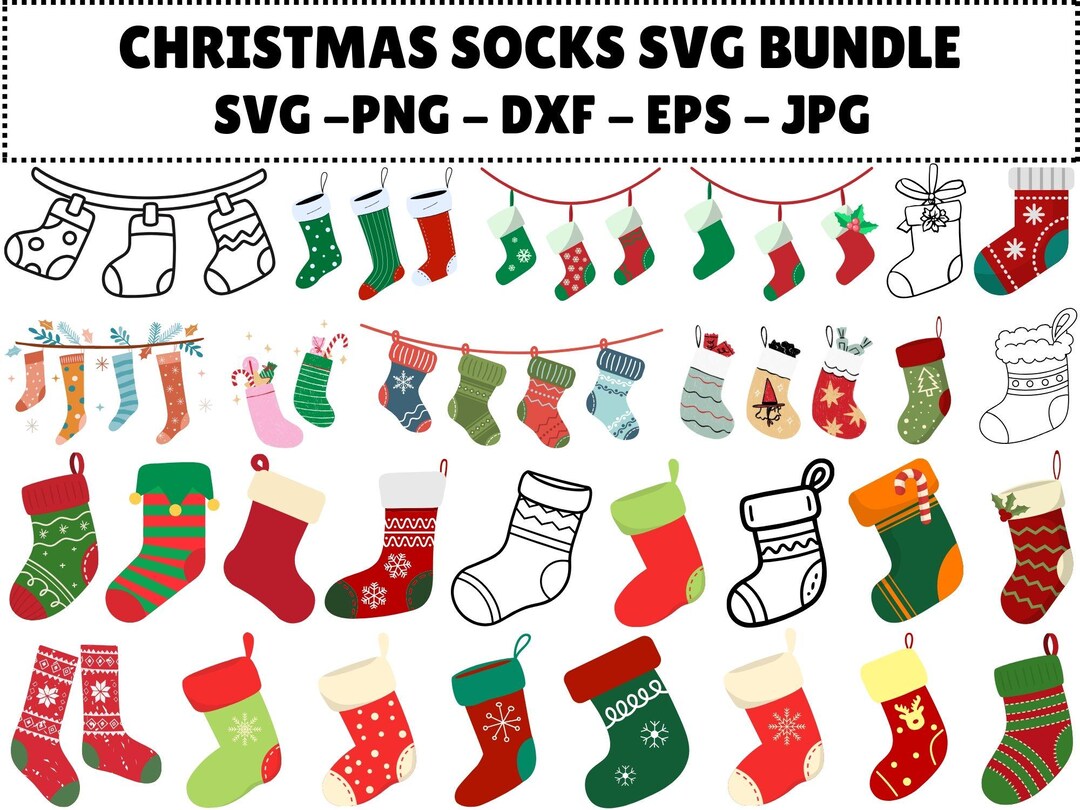 Christmas Socks SVG Bundle, Cricut Cut Files (digital Download) - Etsy
