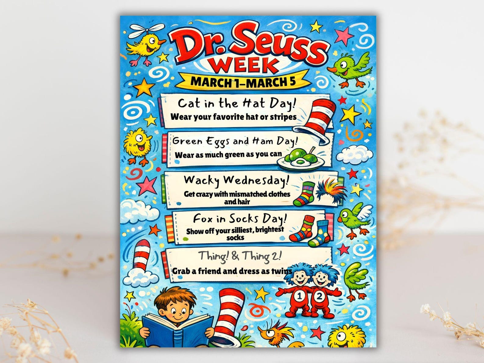 Editable Dr. Seuss Template | School Reading Flyer | Printable ...