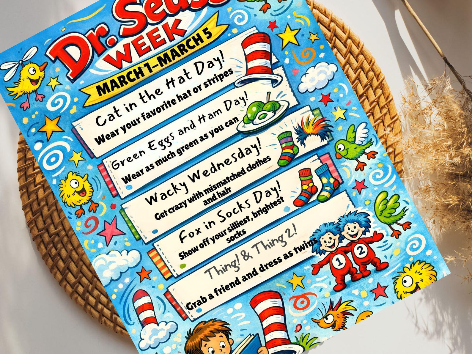 Editable Dr. Seuss Template | School Reading Flyer | Printable ...