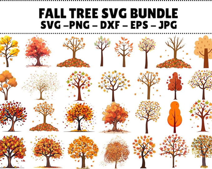 Bare Tree SVG Bundle, Leafless Tree Clipart, Rustic Tree Cut File ...