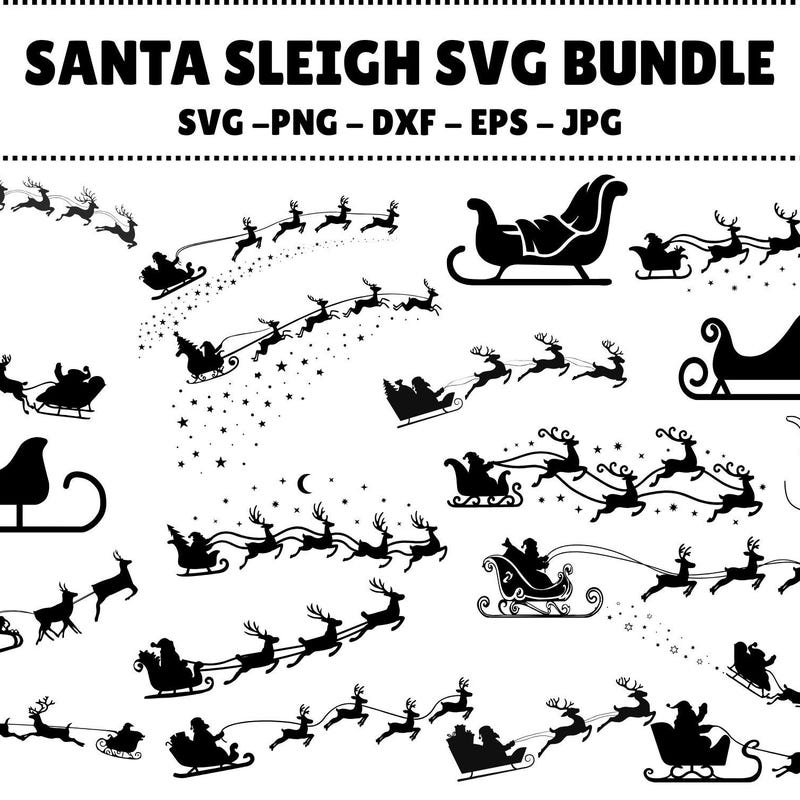 Png Santa Sleigh Reindeer - Etsy