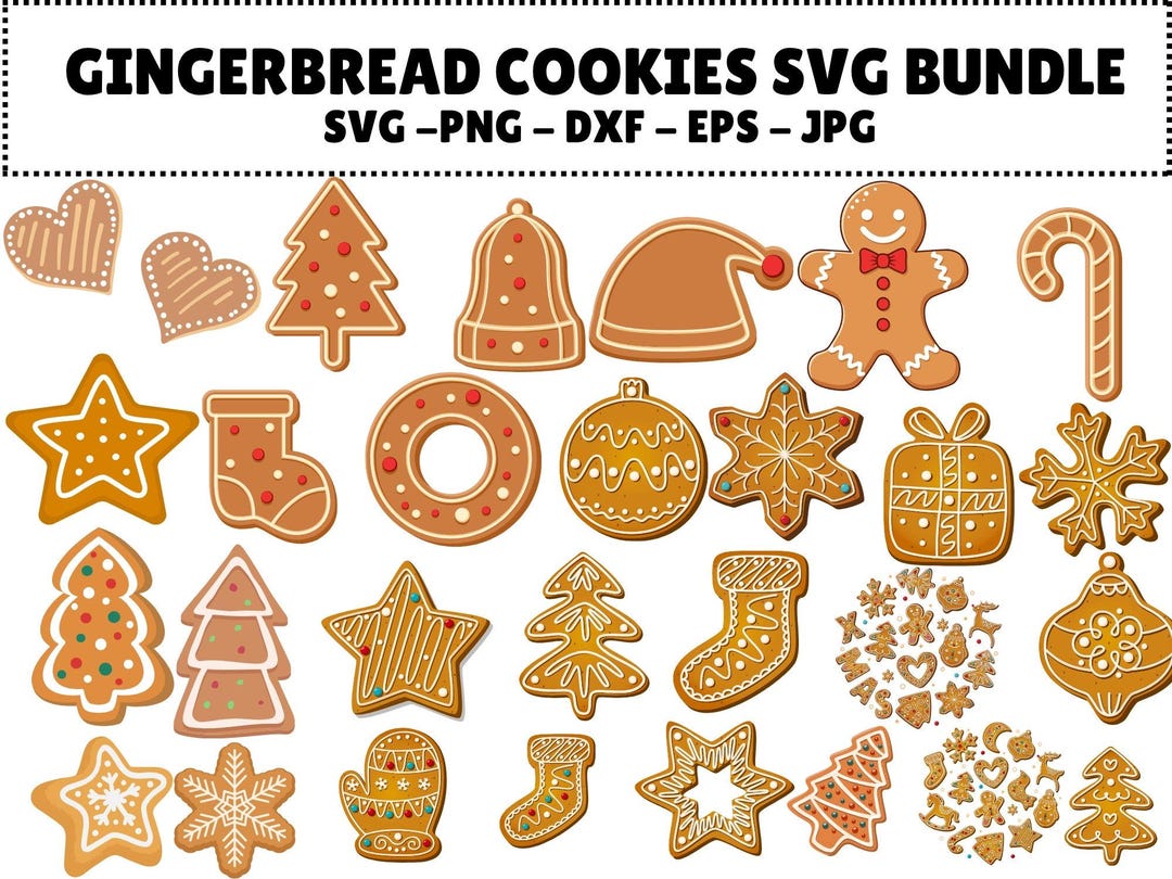 Gingerbread Cookies SVG Clipart Bundle: Christmas Icing Designs ...