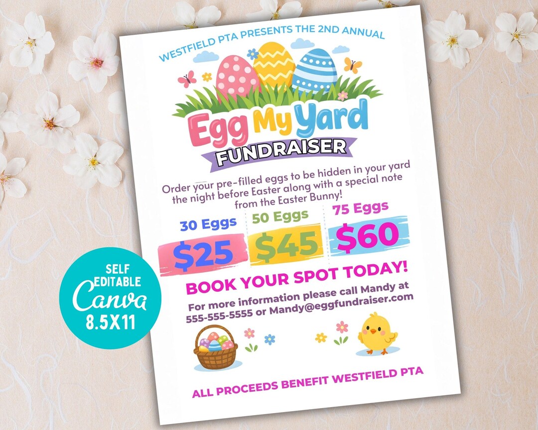 Easter Egg My Yard Flyer: Church, PTO Fundraiser (canva Template) - Etsy