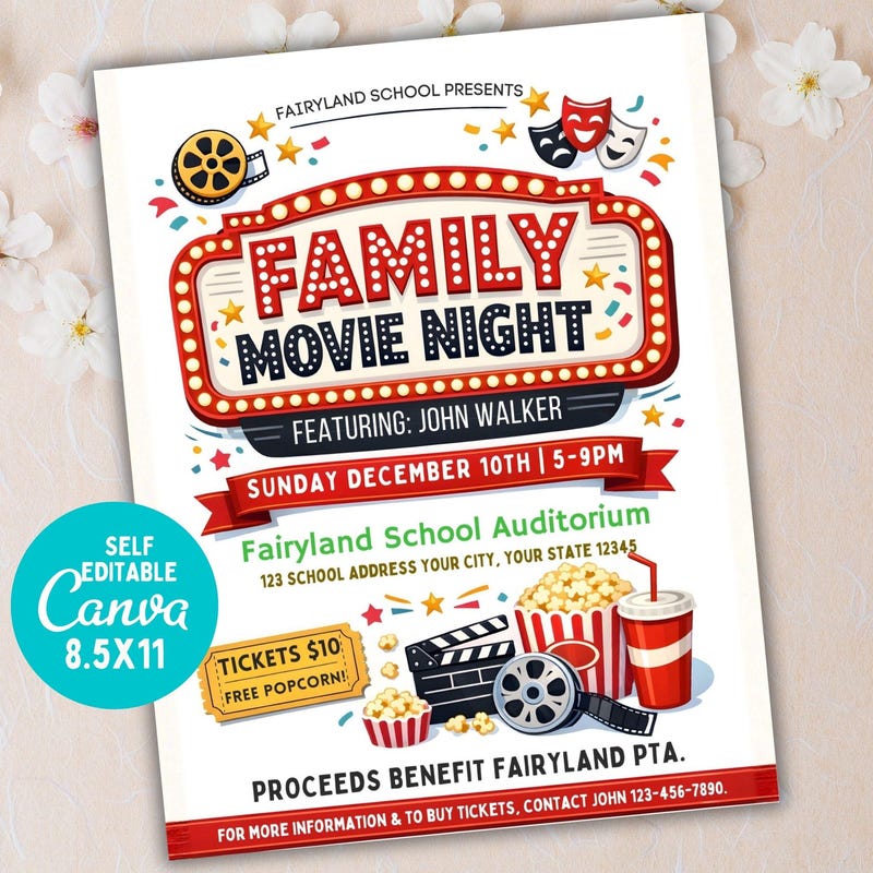 Movie Night Poster Flyer - Etsy
