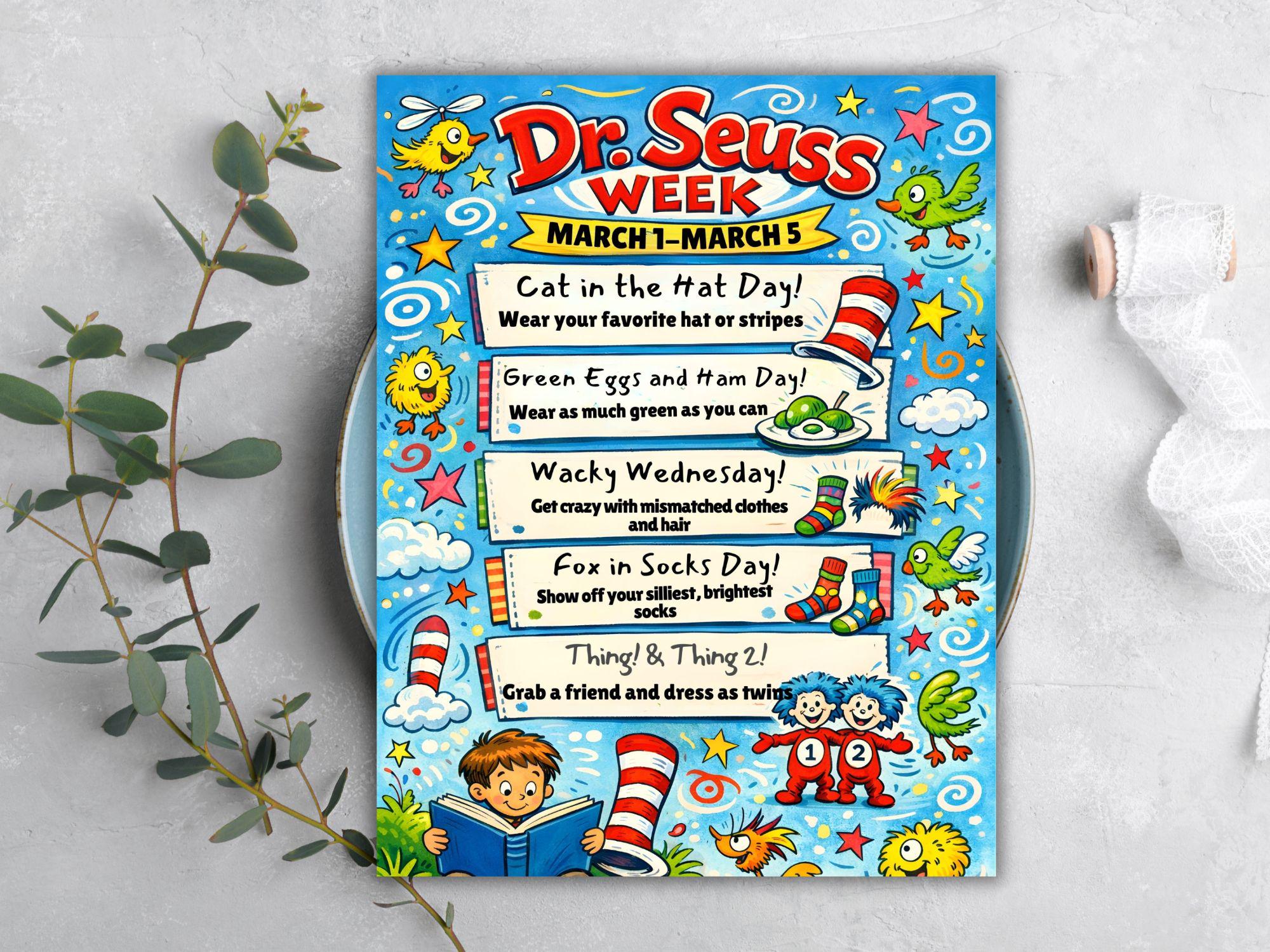 Editable Dr. Seuss Template | School Reading Flyer | Printable ...