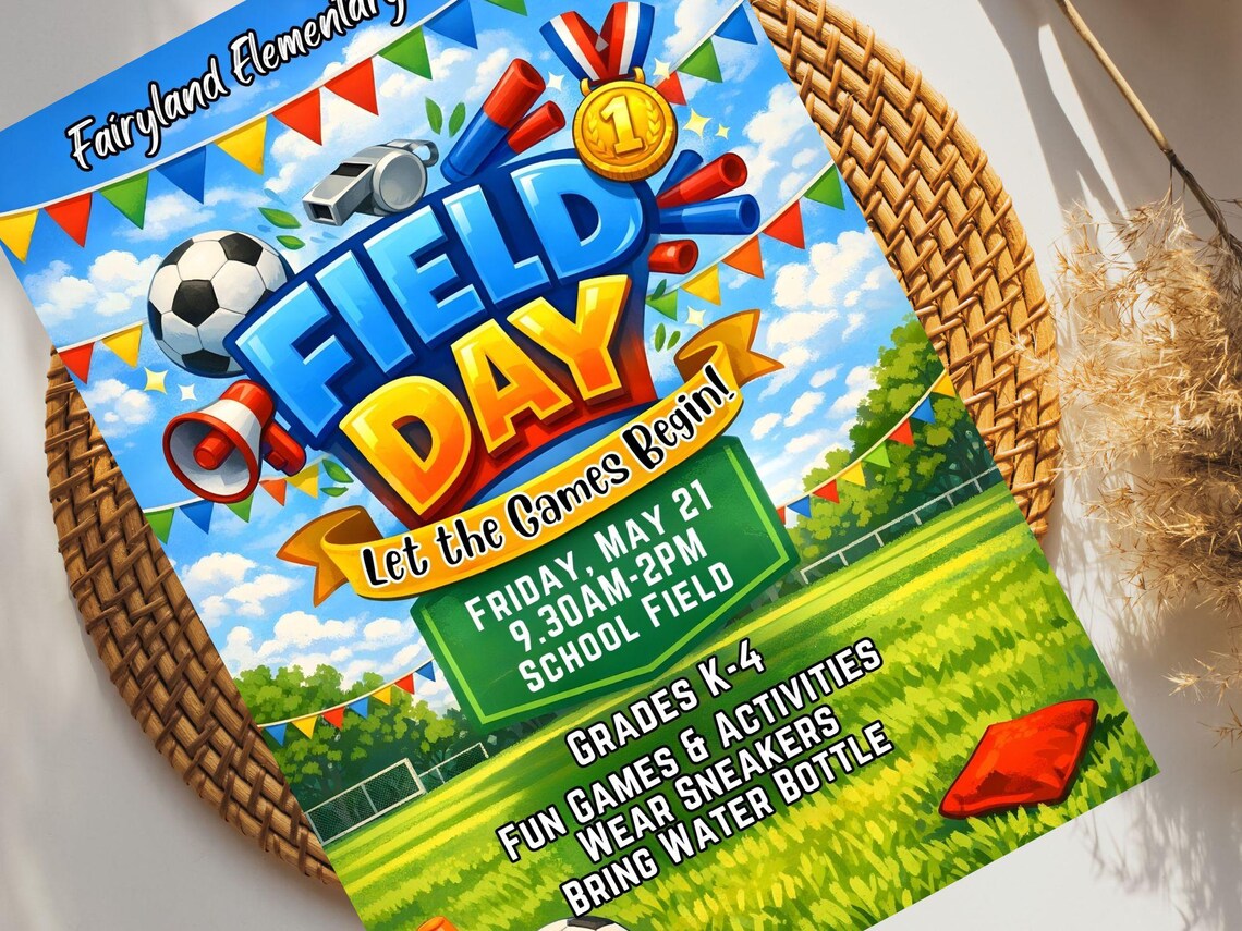 Editable Field Day Flyer Template | School Event Poster (8.5x11 Inches ...