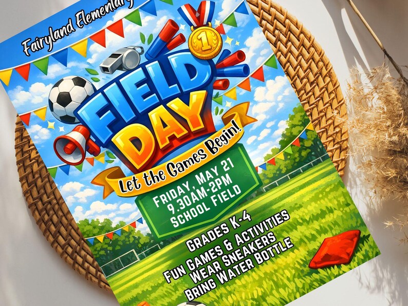 Editable Field Day Flyer Template | School Event Poster (8.5x11 Inches ...