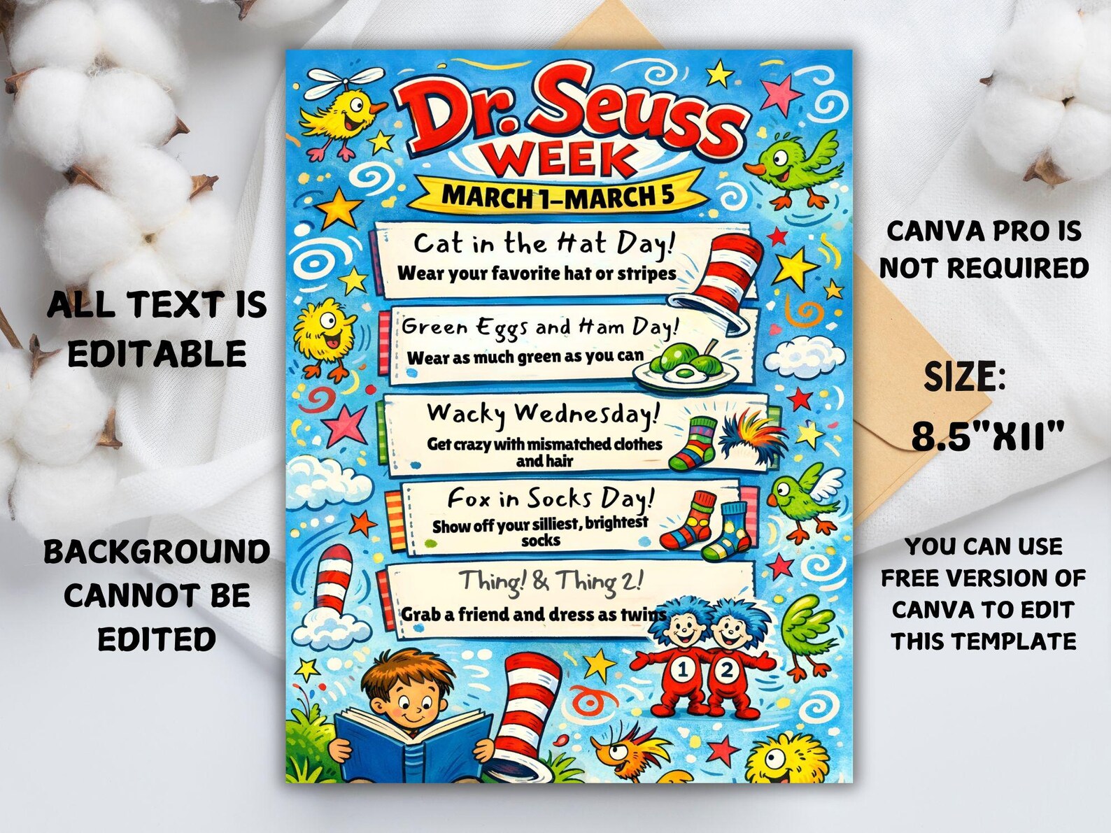Editable Dr. Seuss Template | School Reading Flyer | Printable ...