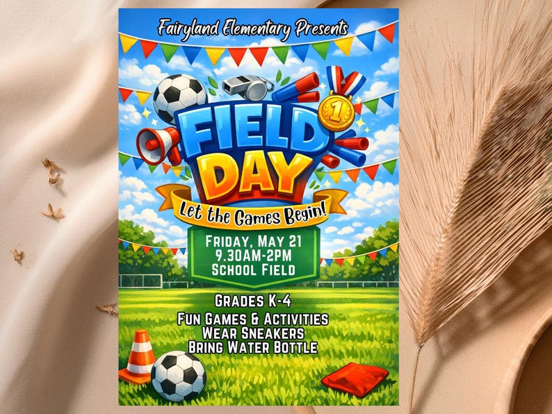 Editable Field Day Flyer Template | School Event Poster (8.5x11 Inches ...