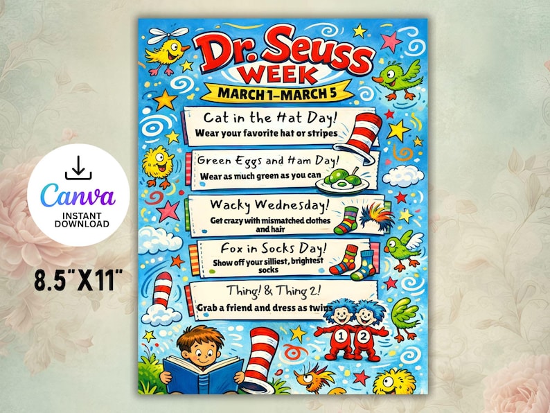 Editable Dr. Seuss Template | School Reading Flyer | Printable ...