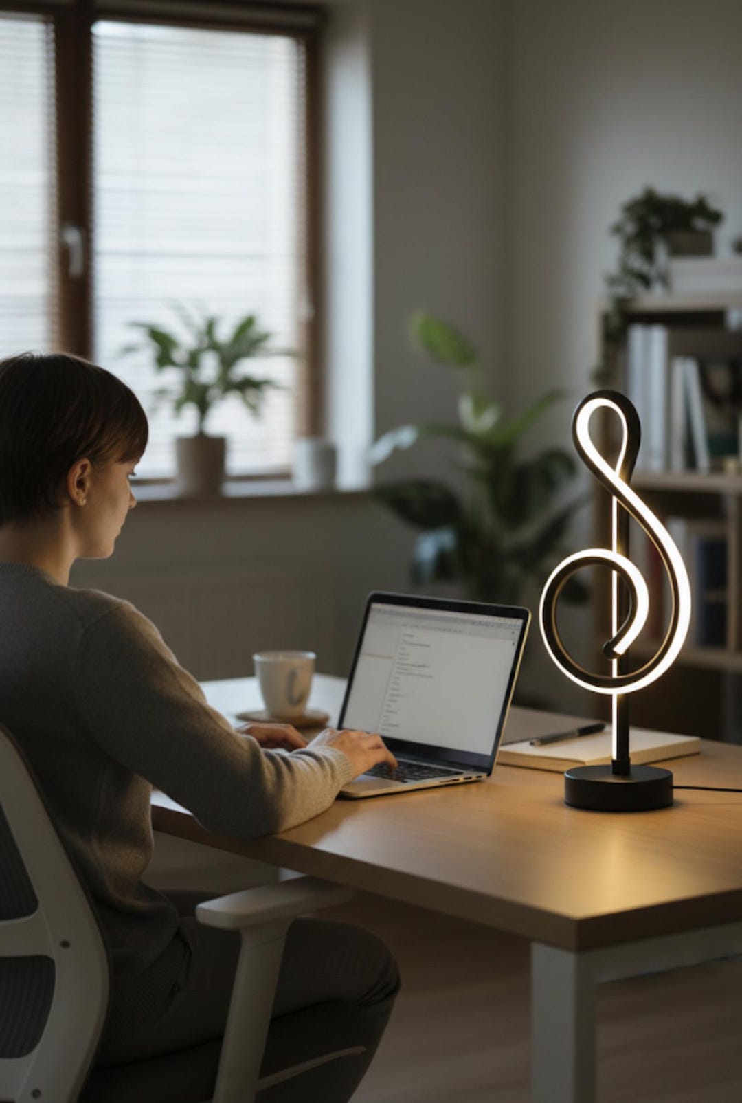 Musical Note Table Lamp | Modern LED Desk Light | 3-color Dimmable ...