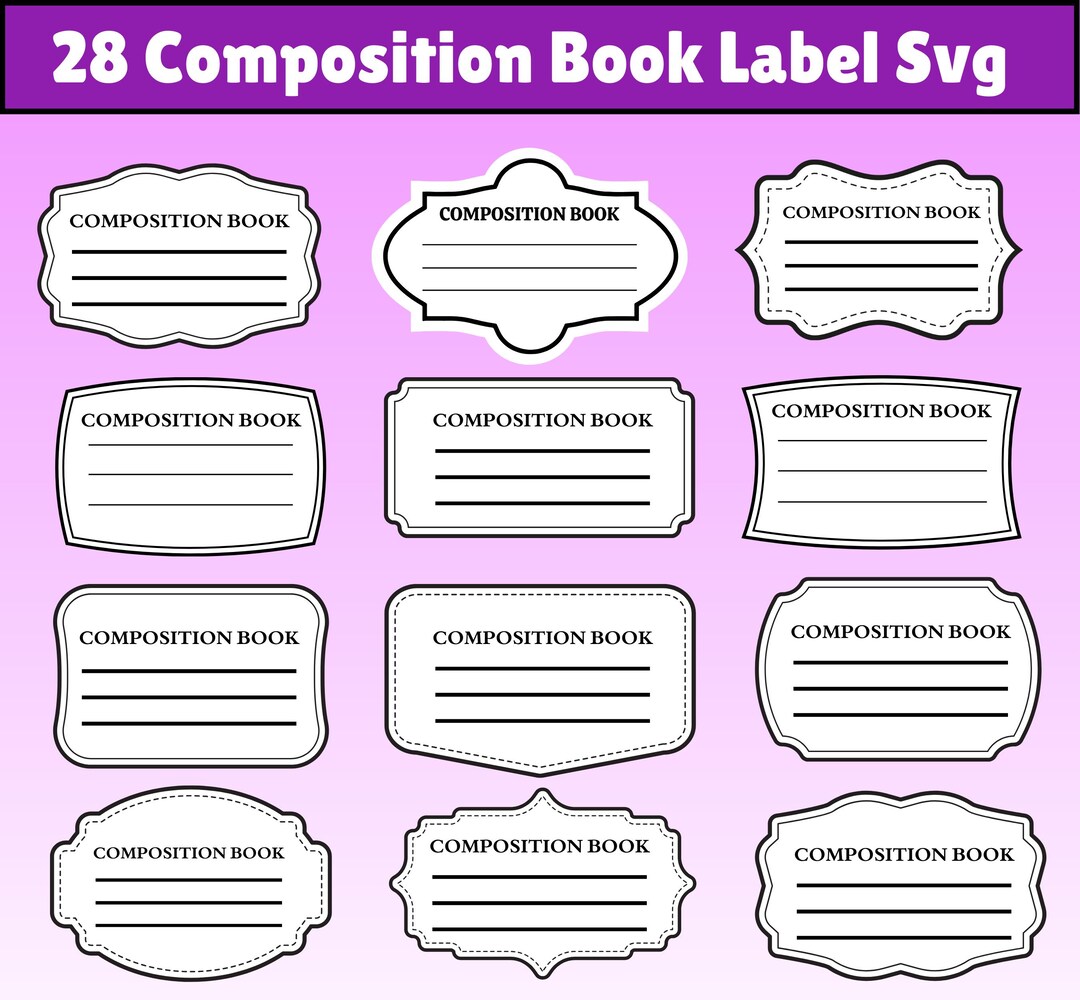 28 Composition Book Label Svg Bundle, Composition Notebook Labels ...