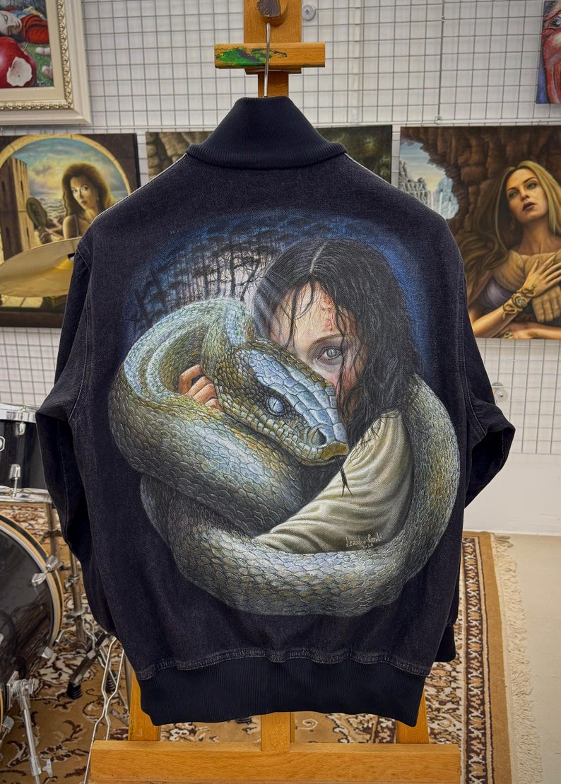 Adidas Originals Custom Denim Jacket, Hand-painted Denim Jacket 'daimon ...