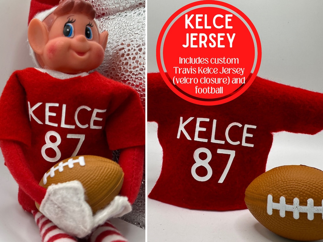 Travis Kelce Christmas Elf Jersey and Football - Etsy