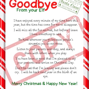 Elf Goodbye Letter Printable, Elf Goodbye Note, Farewell From Your Elf ...