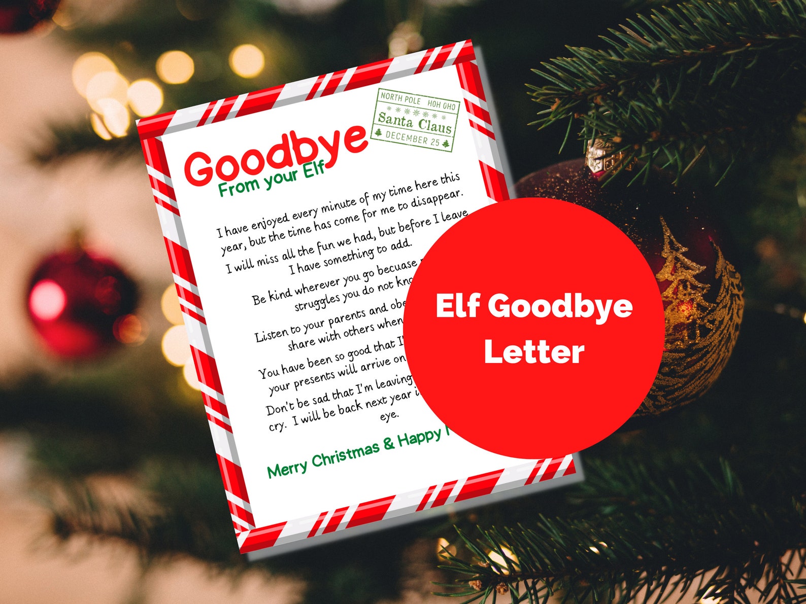 Elf Goodbye Letter Printable Elf Goodbye Note Farewell From - Etsy
