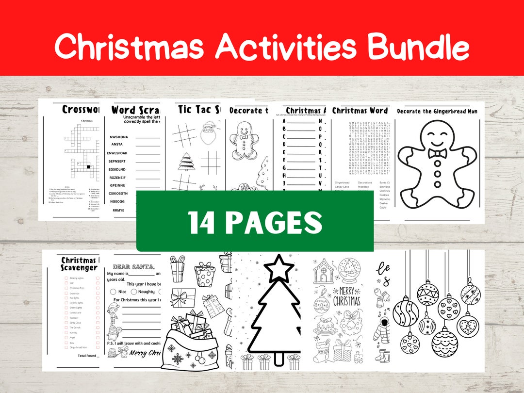 Kids Christmas Activities Printable Bundle-14 Pages of Winter ...