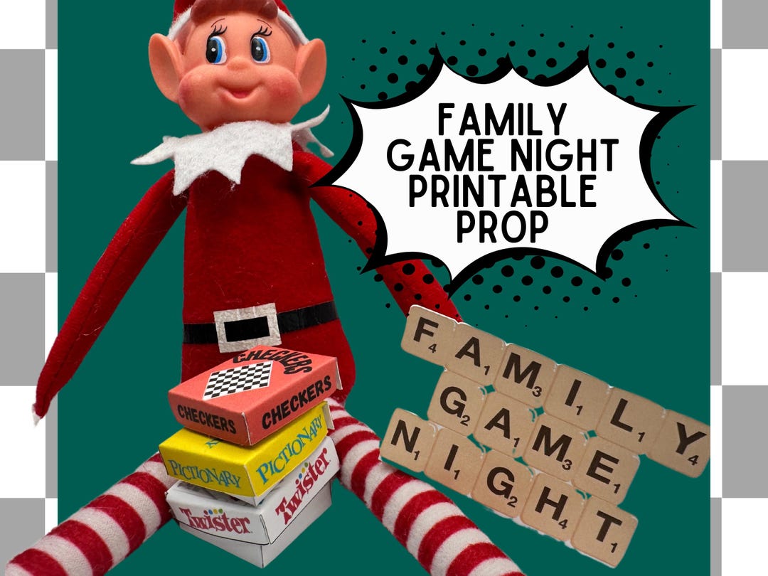 Christmas Elf Family Game Night Digital Printable Props Twister ...