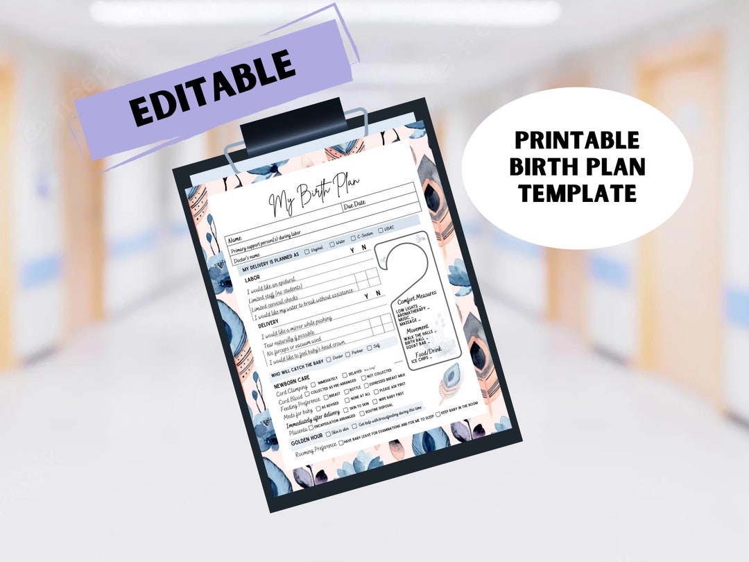 Editable Birth Plan Template or Print as Is - Etsy