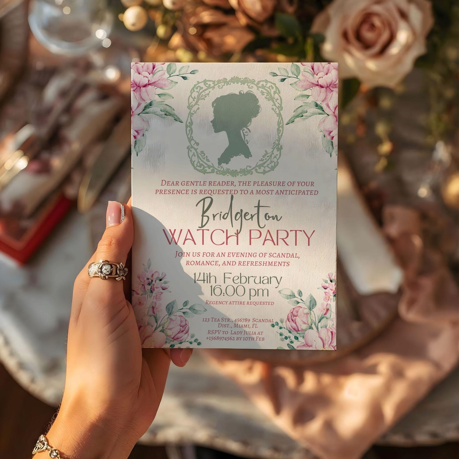 Bridgerton Inspired Tea Party Invitation Template, Regency Watch Party ...