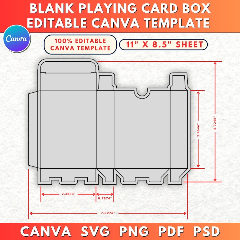 Blank Playing Card Box Template SVG | Poker & Trading Card Box Cut ...
