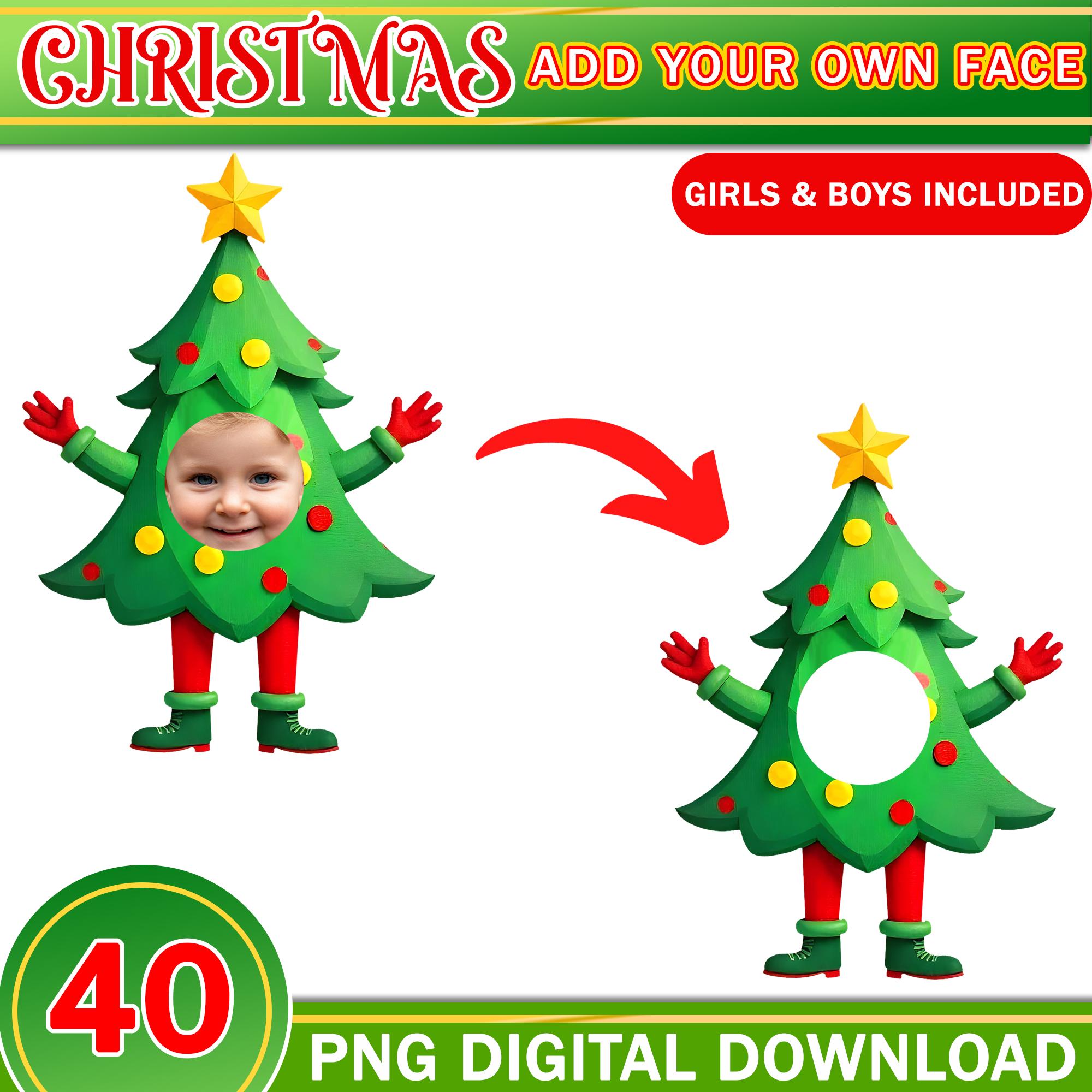 40x Christmas Add Your Own Photo Face Bundle, DIY Elf Yourself PNG ...