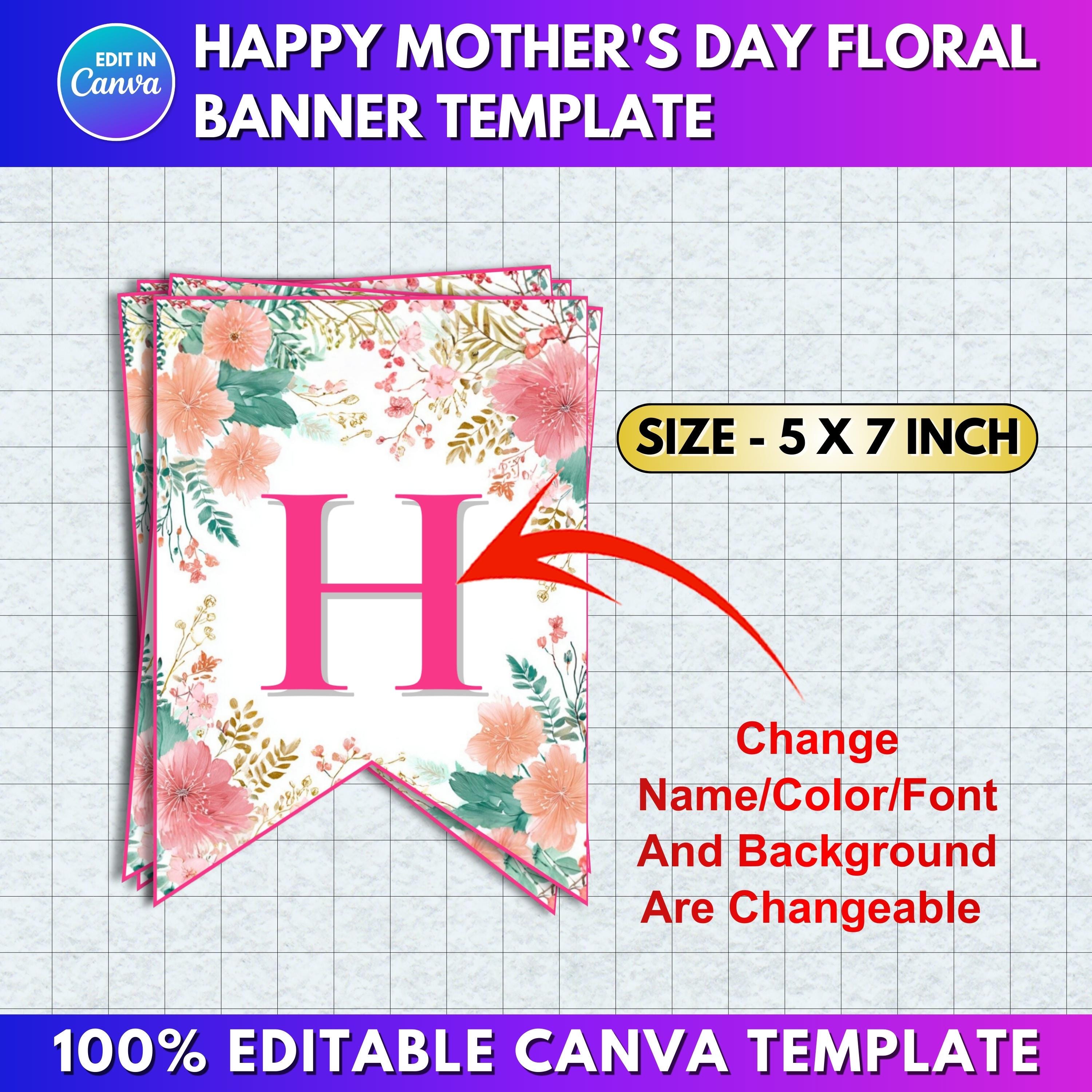 Printable Mother's Day Banner | Floral Happy Mother's Day Banner ...