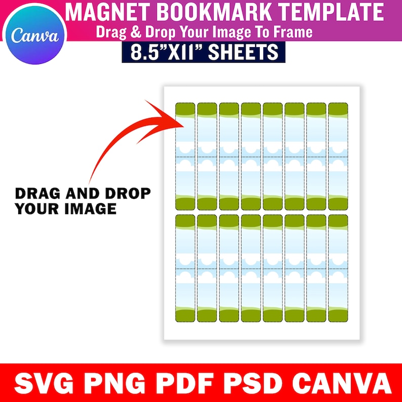 Magnetic Bookmark Sublimation Template | Magnet Bookmark SVG Cut File ...