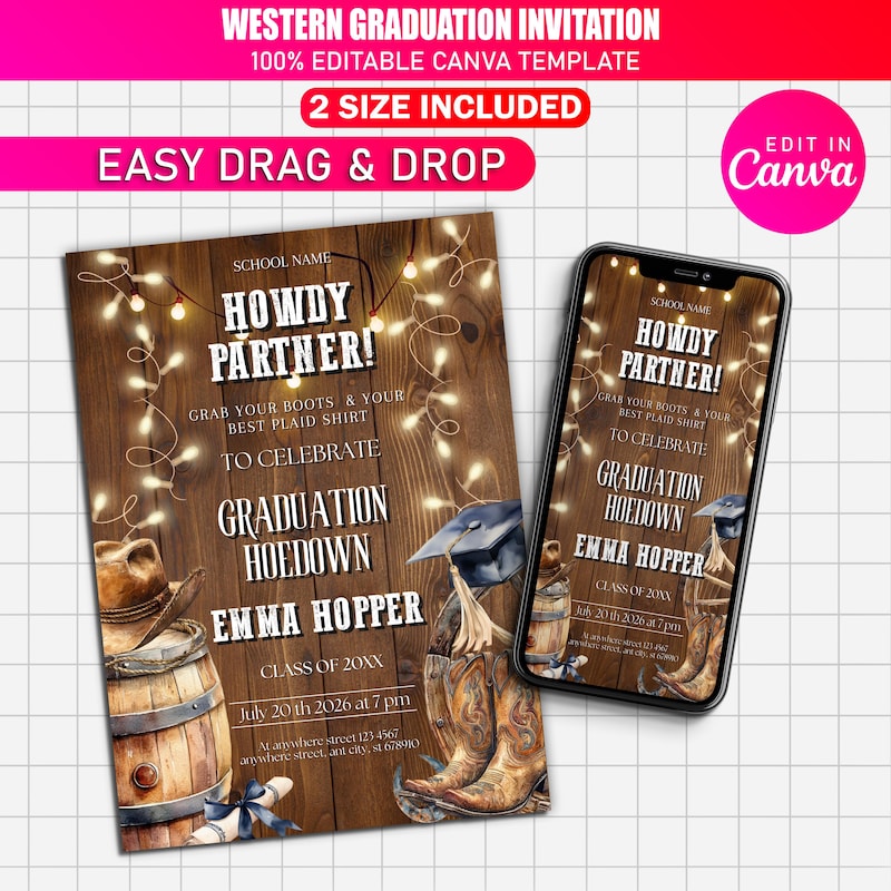 Cowboy Graduation Invites - Etsy