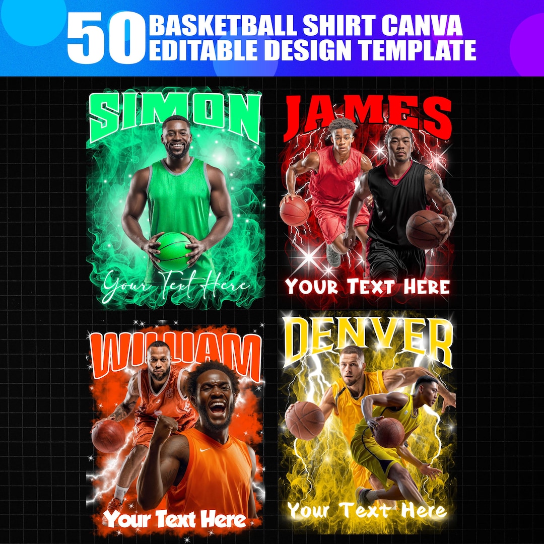 50x Basketball Bootleg Canva Editable Template | Bootleg Rap Tee Canva ...