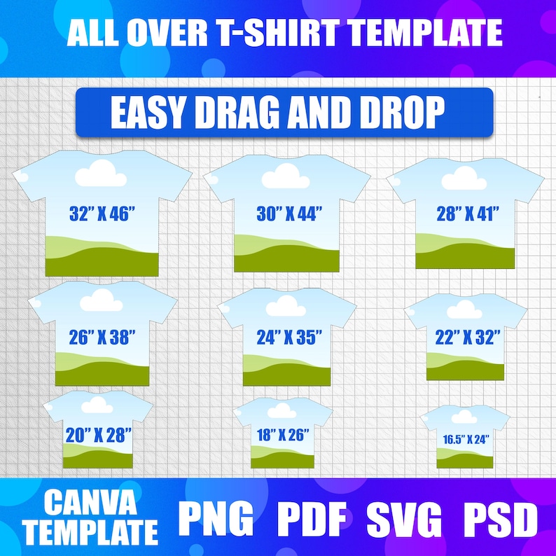 All Over T-shirt Canva Editable Template Bundle, T-shirt Template, T ...