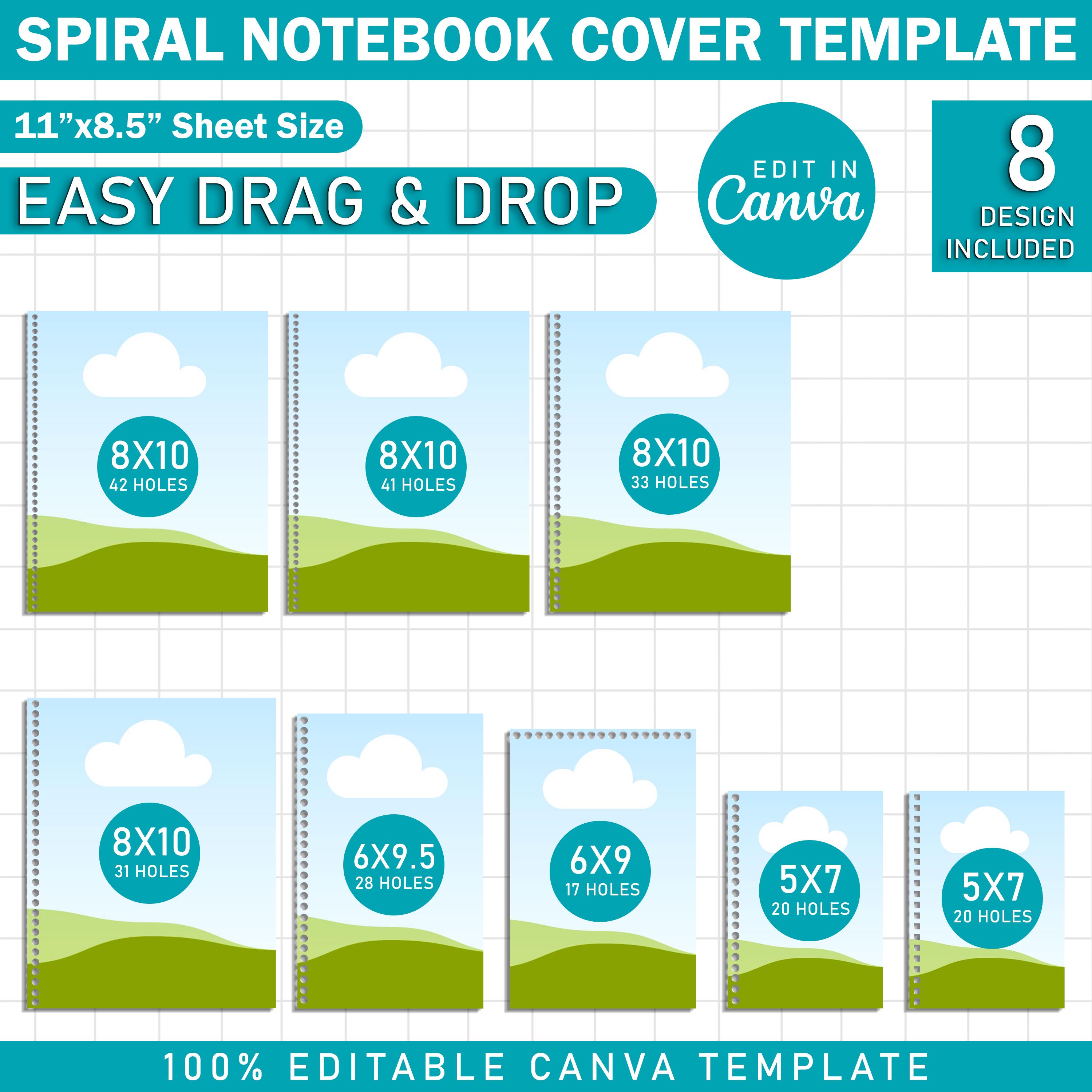 Spiral Notebook Cover Template, Editable Back to School Canva ...