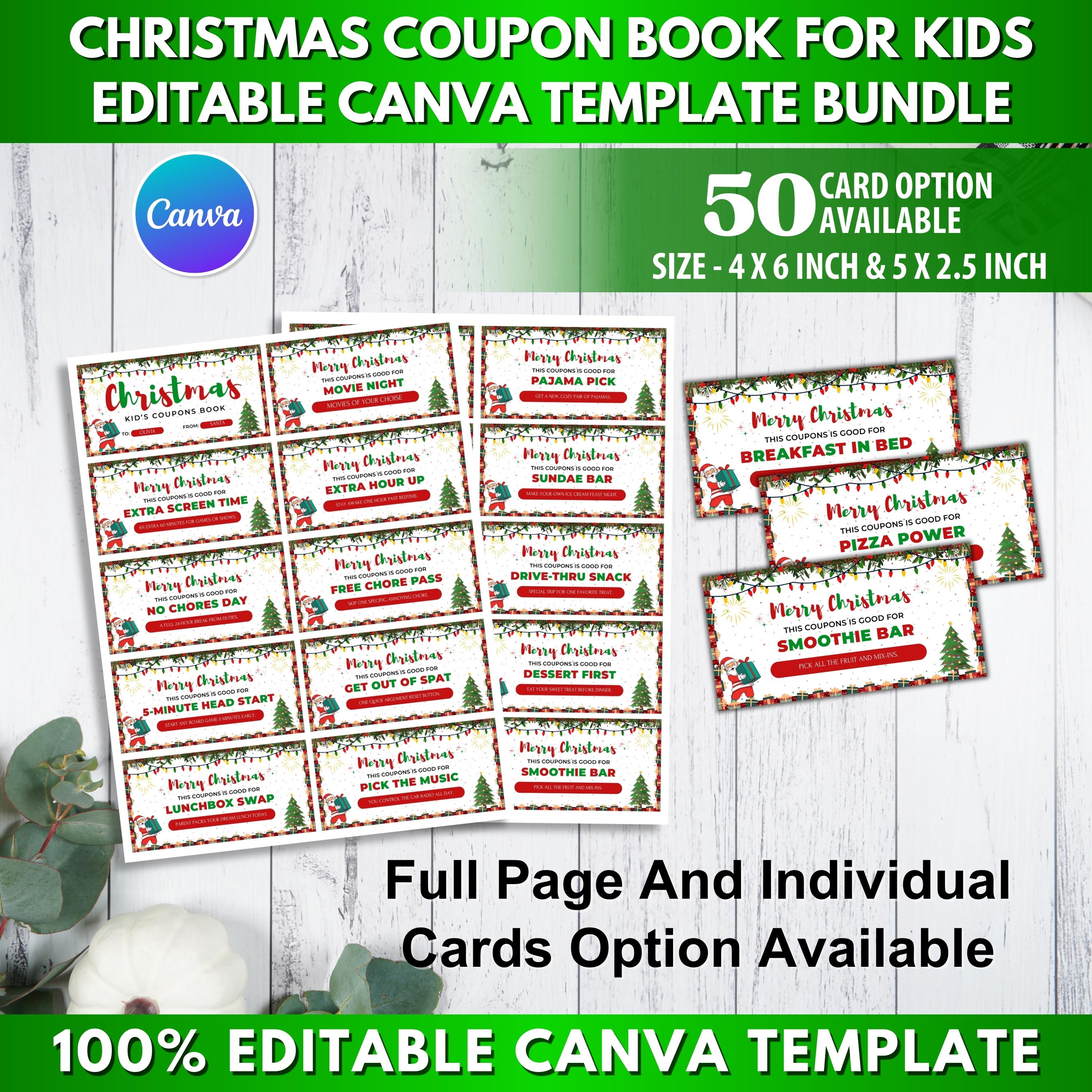 Personalized Coupon Book for Kids | Canva Christmas Voucher for Him or ...
