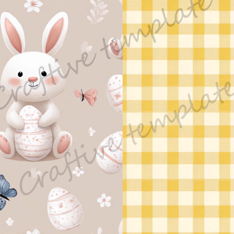50 patrones bohemios de Pascua en acuarela / Papel digital de conejito ...